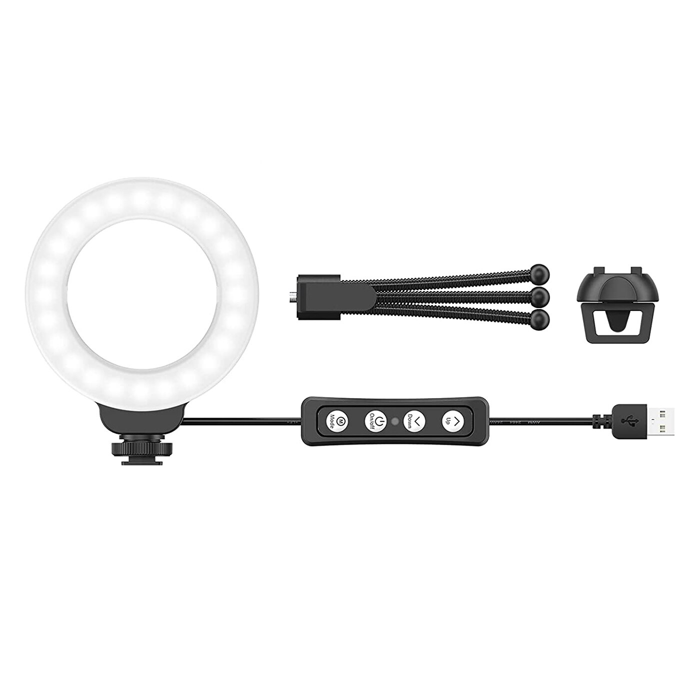 Lampa circulara Ring Light, 10 cm/ 4 inch, 3 moduri de lumina, 10 ...