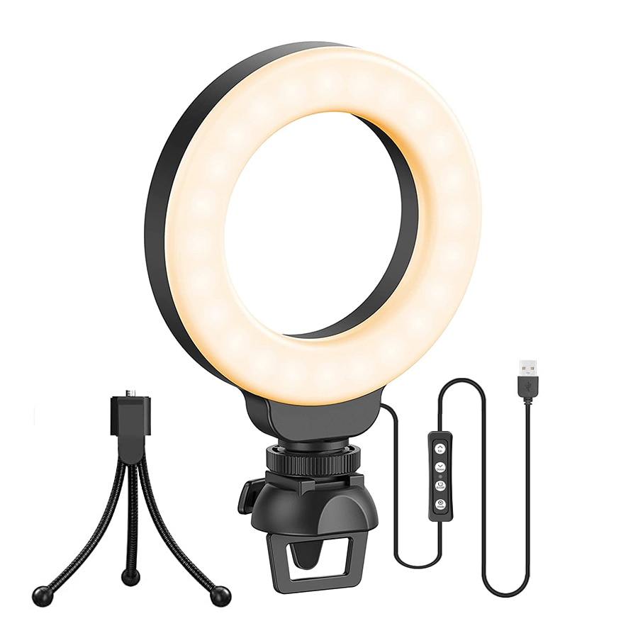 Lampa circulara Ring Light, 10 cm/ 4 inch, 3 moduri de lumina, 10 ...