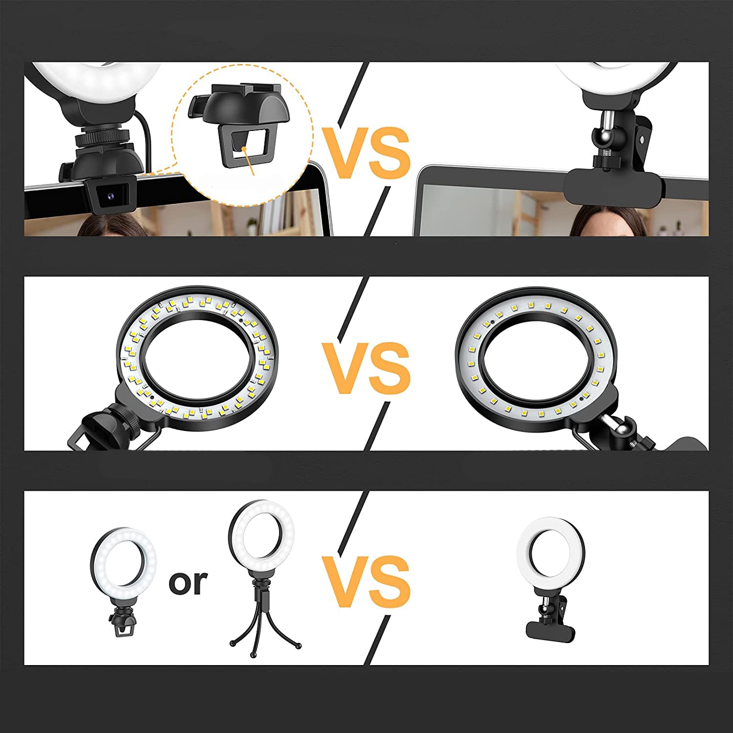 Lampa circulara Ring Light, 10 cm/ 4 inch, 3 moduri de lumina, 10 ...