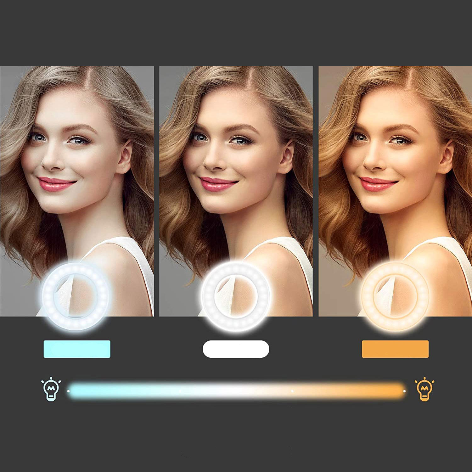 Lampa circulara Ring Light, 10 cm/ 4 inch, 3 moduri de lumina, 10 ...