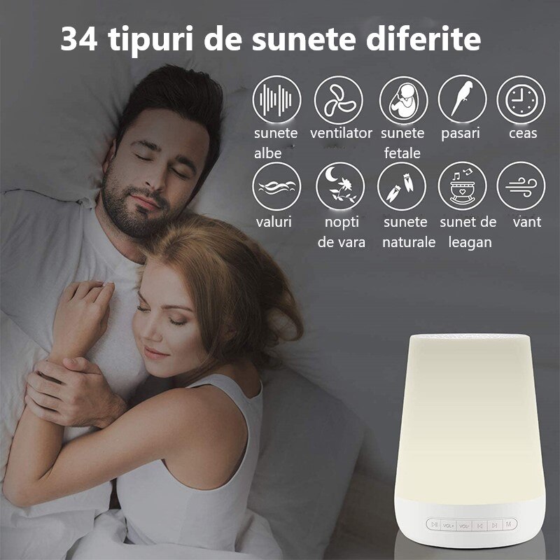 Dispozitiv smart 2 in 1 PetraBliss, Sunete albe si lampa inteligenta ...