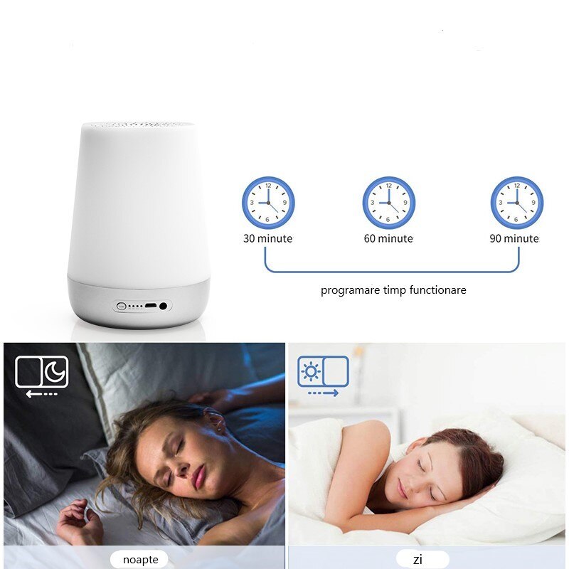 Dispozitiv smart 2 in 1 PetraBliss, Sunete albe si lampa inteligenta ...