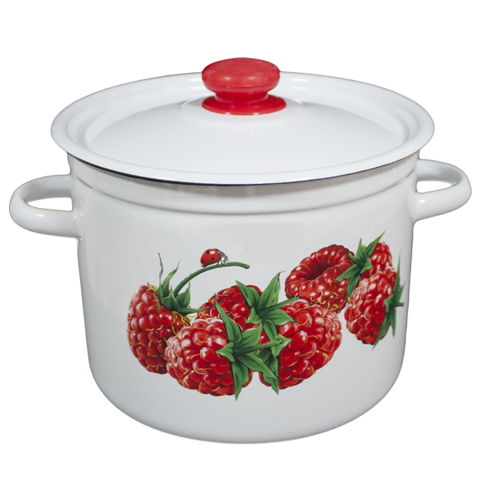 Oala emailata cu capac NOVOMOSKOVSK 7L décor MALINA - eMAG.ro