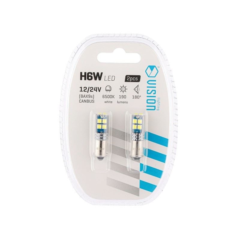 Set 2 becuri H6W Led 12-24V BAX9s, Canbus Vision 58316 Carmotion - eMAG.ro