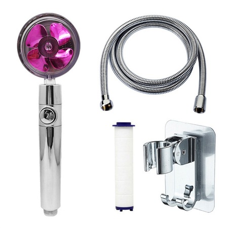 Set de dus, ABS, Presiune inalta, Argintiu/Roz - eMAG.ro