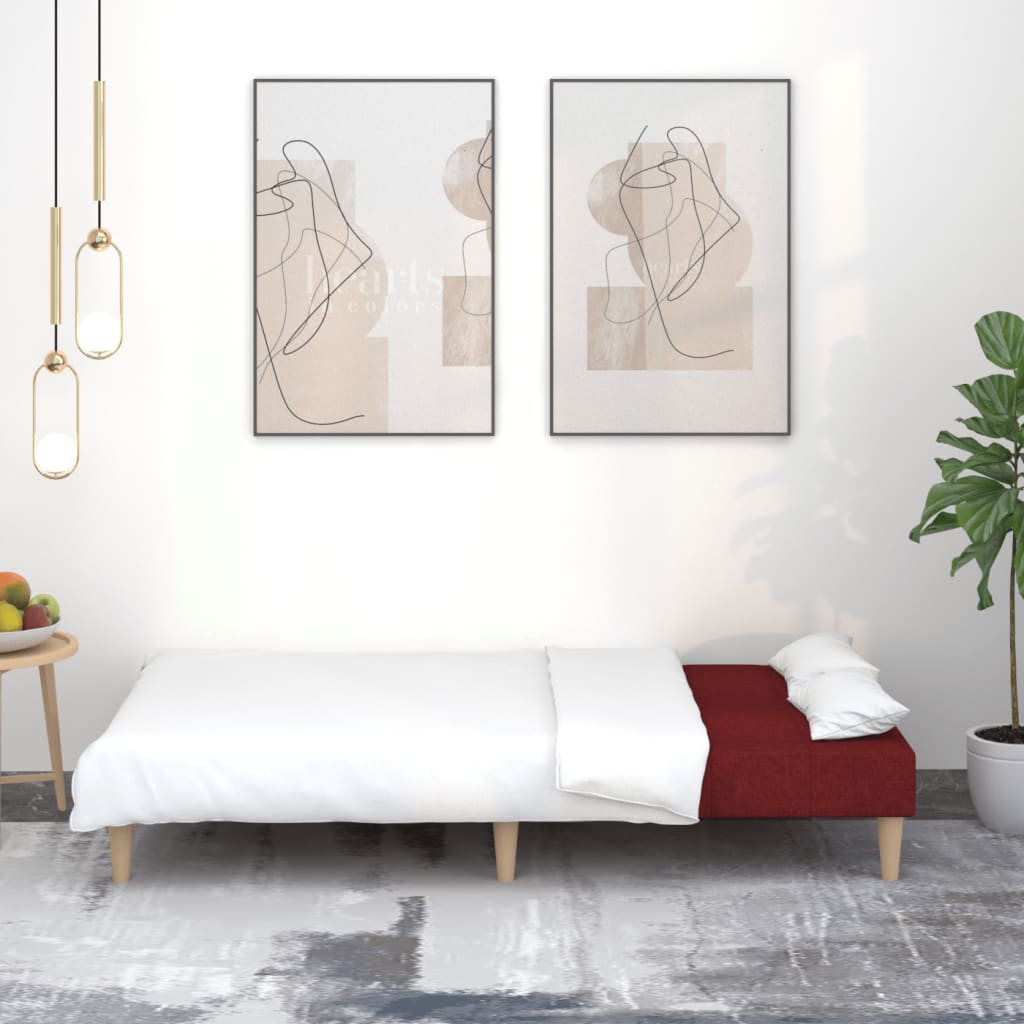 Canapea extensibila design convertibil cu 2 locuri, rosu vin, textil ...
