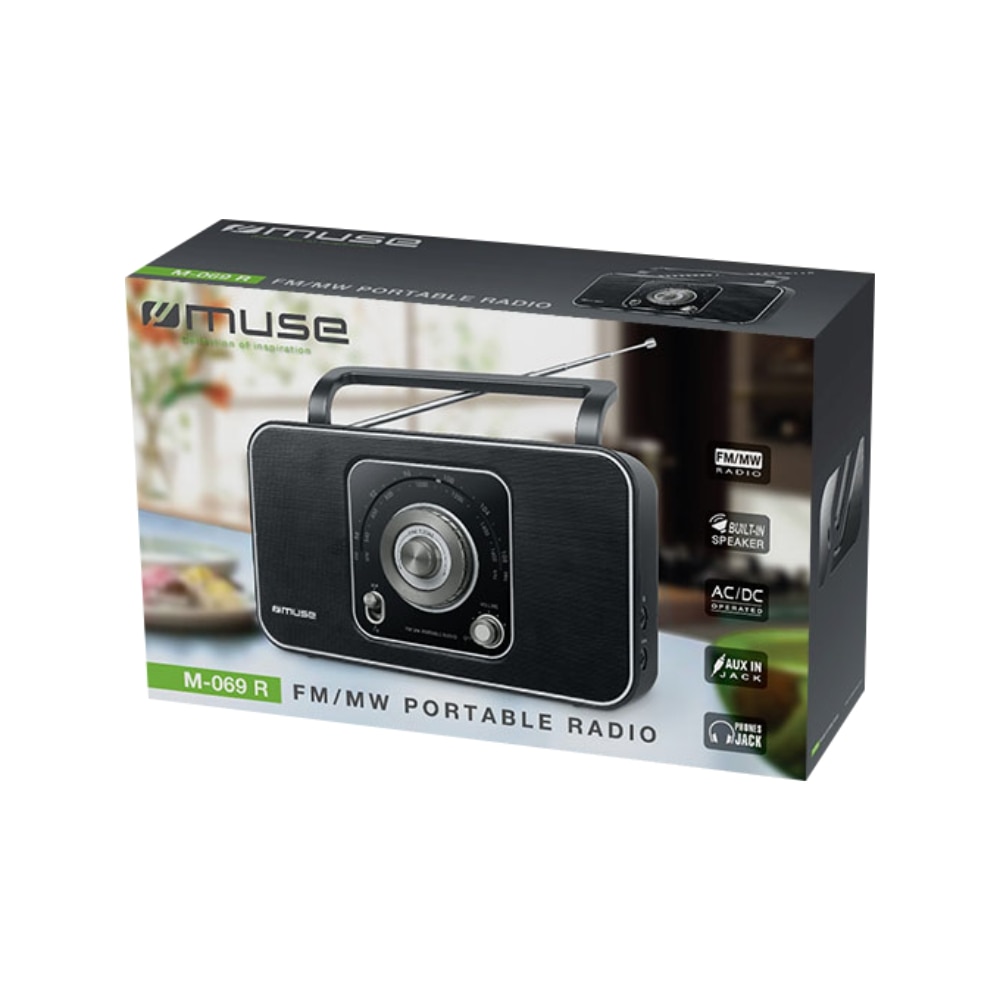 Radio portabil MUSE M-069 R, FM/MW, antena telescopica, maner de ...