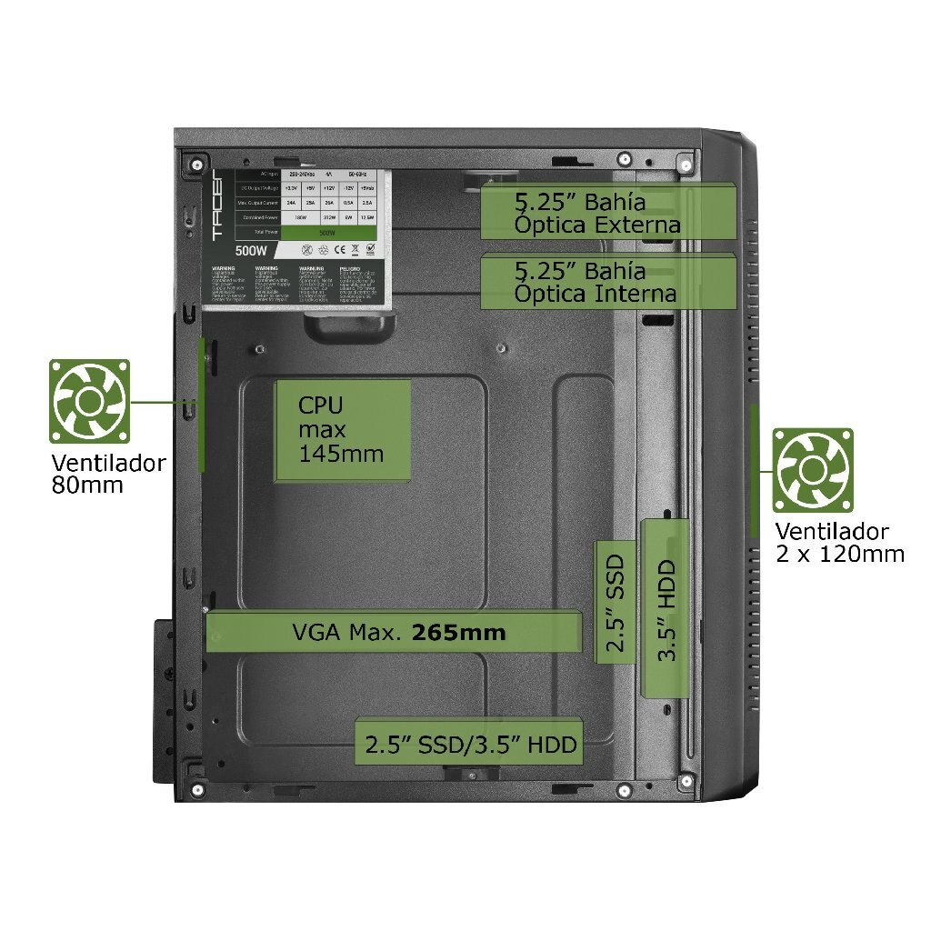 Carcasa ANIMA ACM500, micro-atx, sursa 500W, 1xUSB3.0, 1xUSB2.0, HD ...