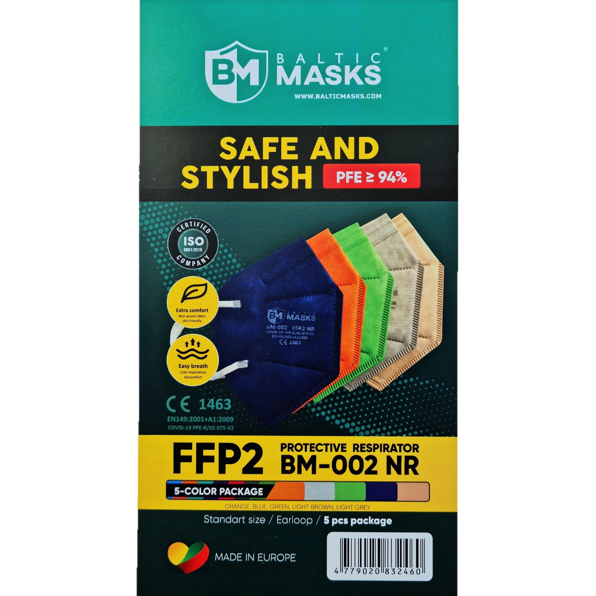 Set 5 masti de protectie respiratorie Covid 19, FFP2, BM BALTIC MASKS ...