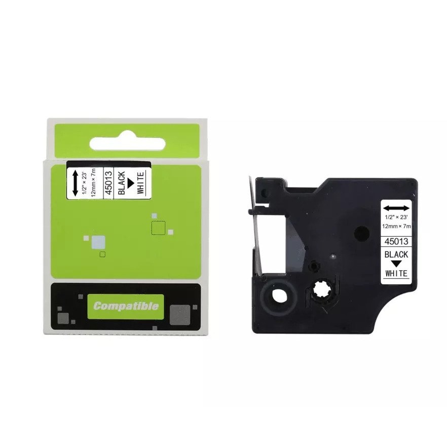 Etichete compatibile Dymo D1 45013, 12mm negru / alb - eMAG.ro