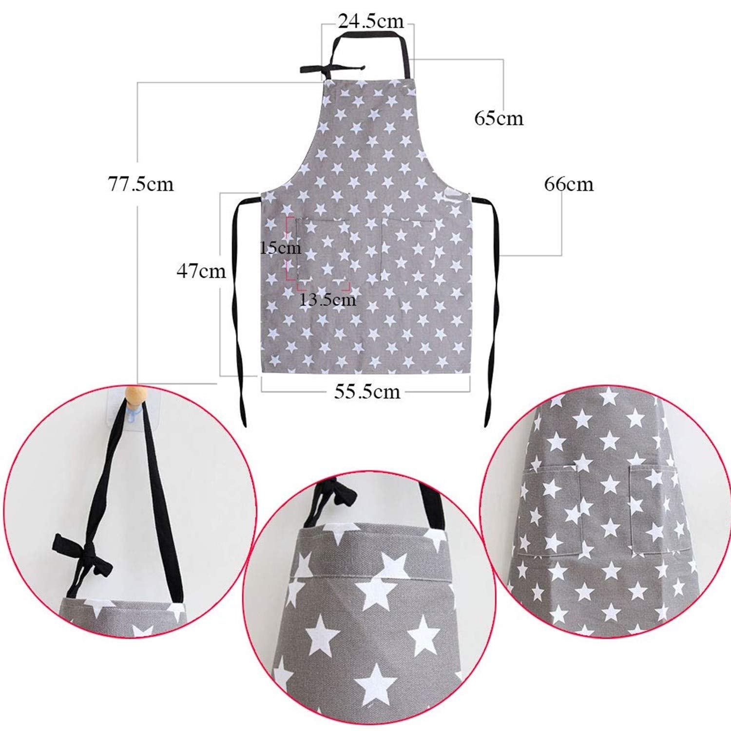 Sort bucatarie reglabil, WALALLA, Bumbac/Poliester, Model stele, Gri ...