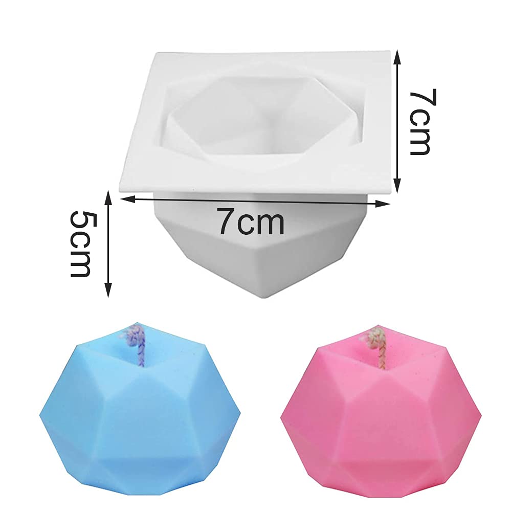 Set 4 forme 3D lumanari, WALALLA, Silicon, Model geometric, Alb - eMAG.ro