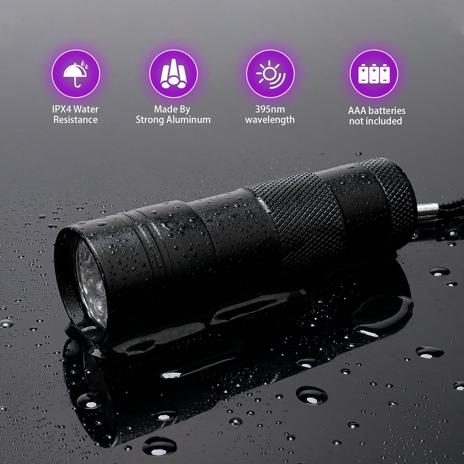 Set 2 lanterne UV, WALALLA, Aluminiu, 21 LED, 395 nm, Detector de urina ...