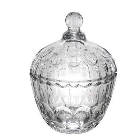 Recipient sticla cu capac, model in relief, Ø10x13 cm, M Deco - eMAG.ro