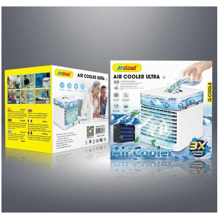 Mini racitor de aer si umidificator portabil, Q-COOL6, culoare alb ...