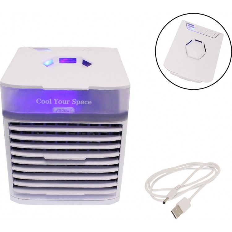 Mini racitor de aer si umidificator portabil, Q-COOL6, culoare alb ...