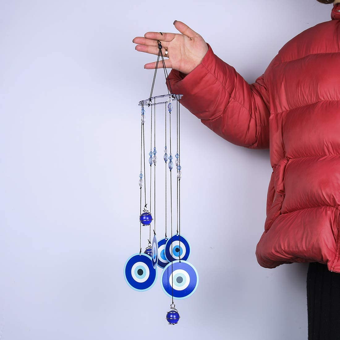 Clopotei de vant, Nylon/Metal, Model ochi, Albastru/Argintiu - eMAG.ro