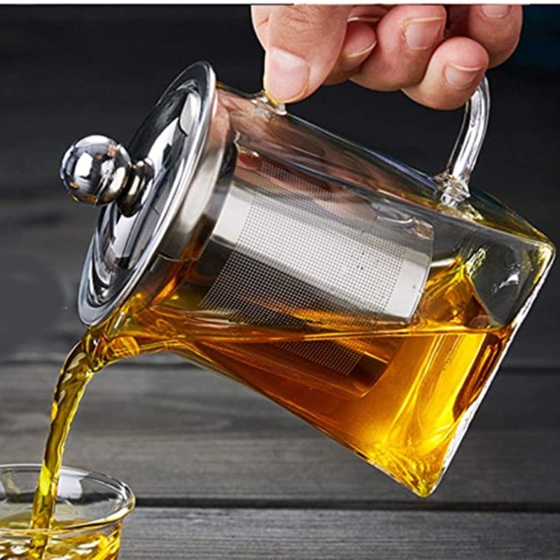 Ceainic cu infuzor, Senmase, Sticla, 550 ml, 8x8x11 cm, Transparent ...