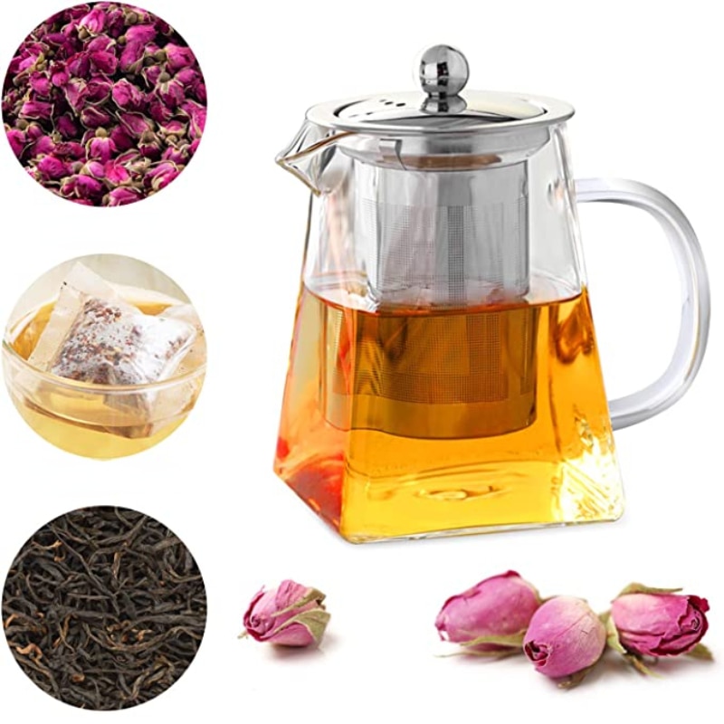 Ceainic cu infuzor, Senmase, Sticla, 950 ml, Transparent - eMAG.ro
