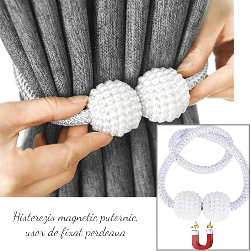 Set 2 magneti decorativi pentru perdele, Senmase, Catarama cu perle ...