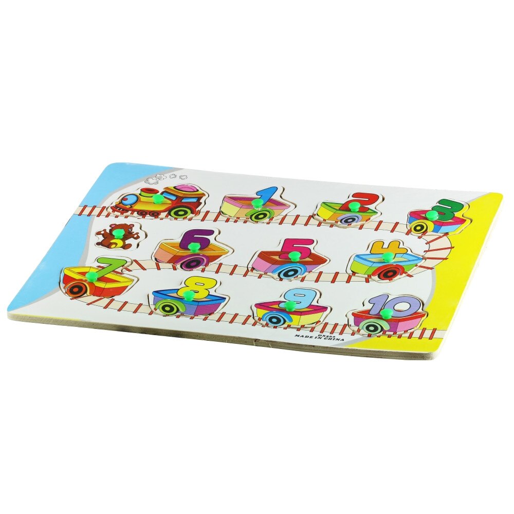 Puzzle Trenulet cu numere, lemn, incastru, 13 piese, OnemisFlot - eMAG.ro