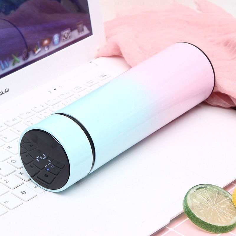 Termos inteligent, Senmase, Ecran LCD, Otel inoxidabil, 500 ml, Verde ...