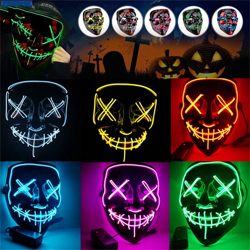 Masca de Halloween, Iluminare LED, PVC, Multicolor - eMAG.ro