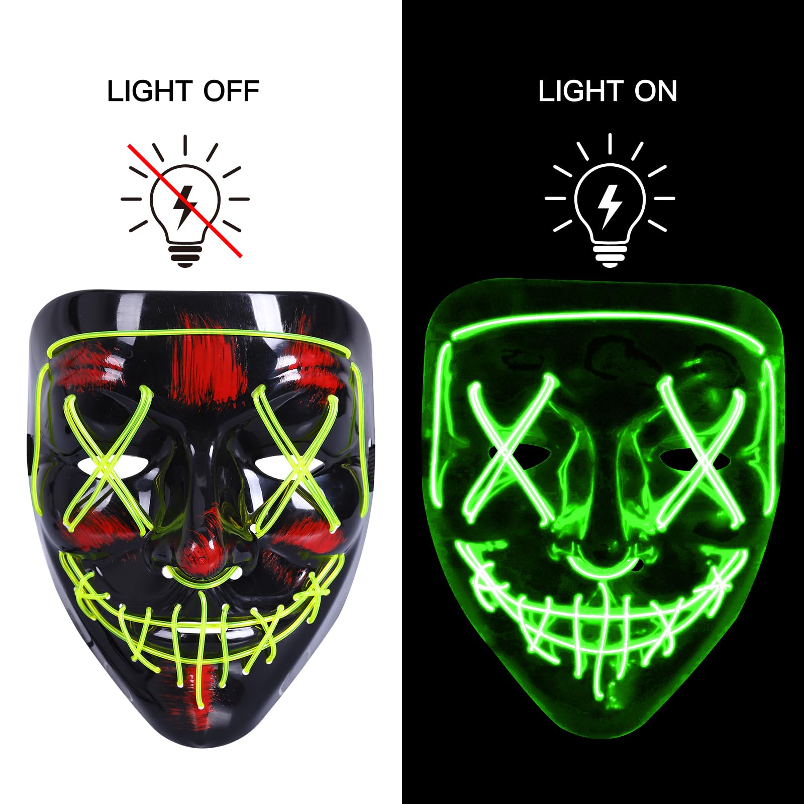 Masca Purge horror, Iluminare LED, Verde - eMAG.ro