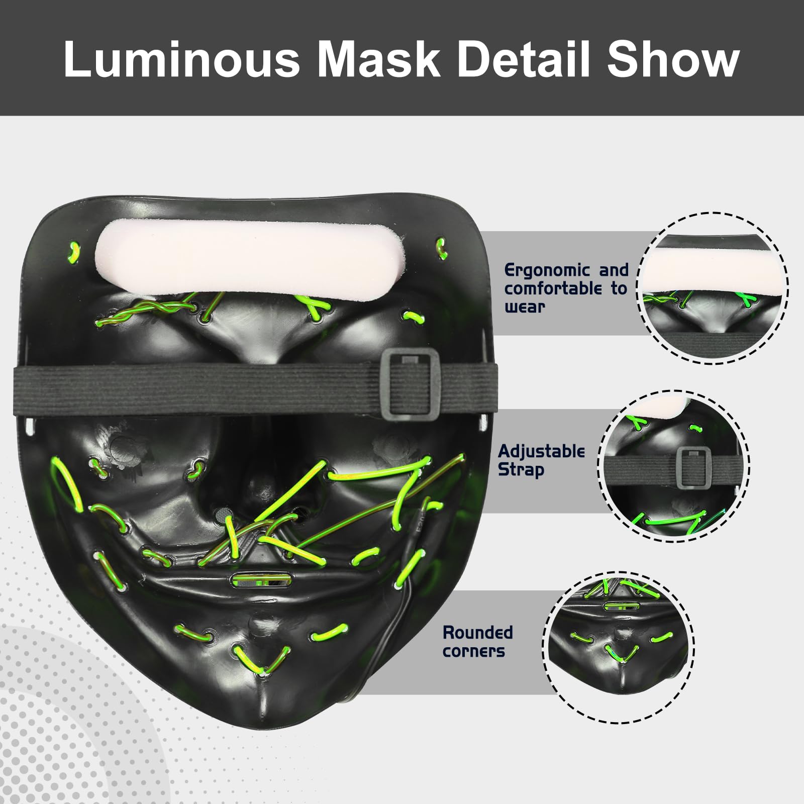 Masca Purge horror, Iluminare LED, Verde - eMAG.ro