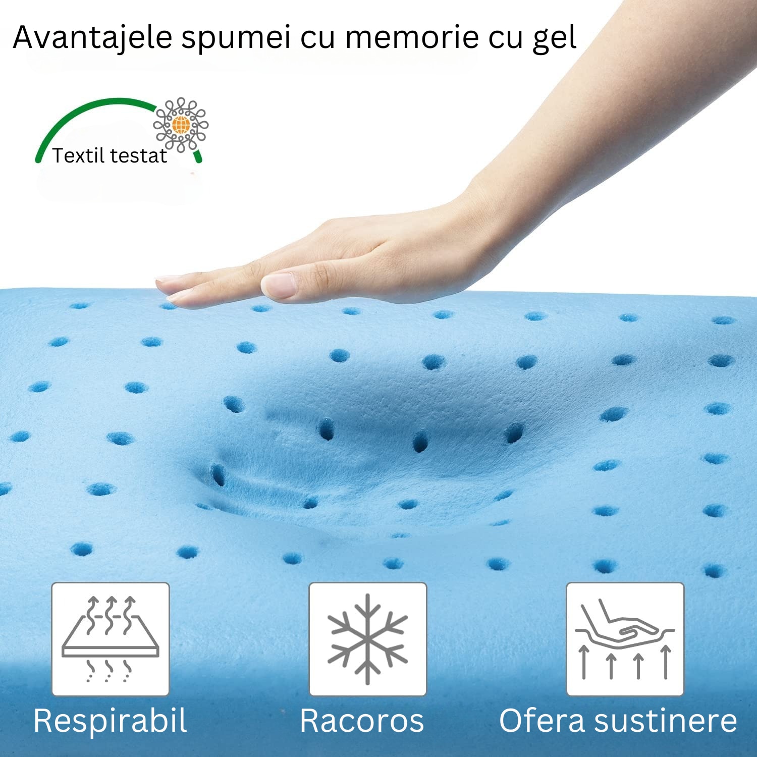 Perna ortopedica din spuma cu memorie cu gel pentru suport gat si ...