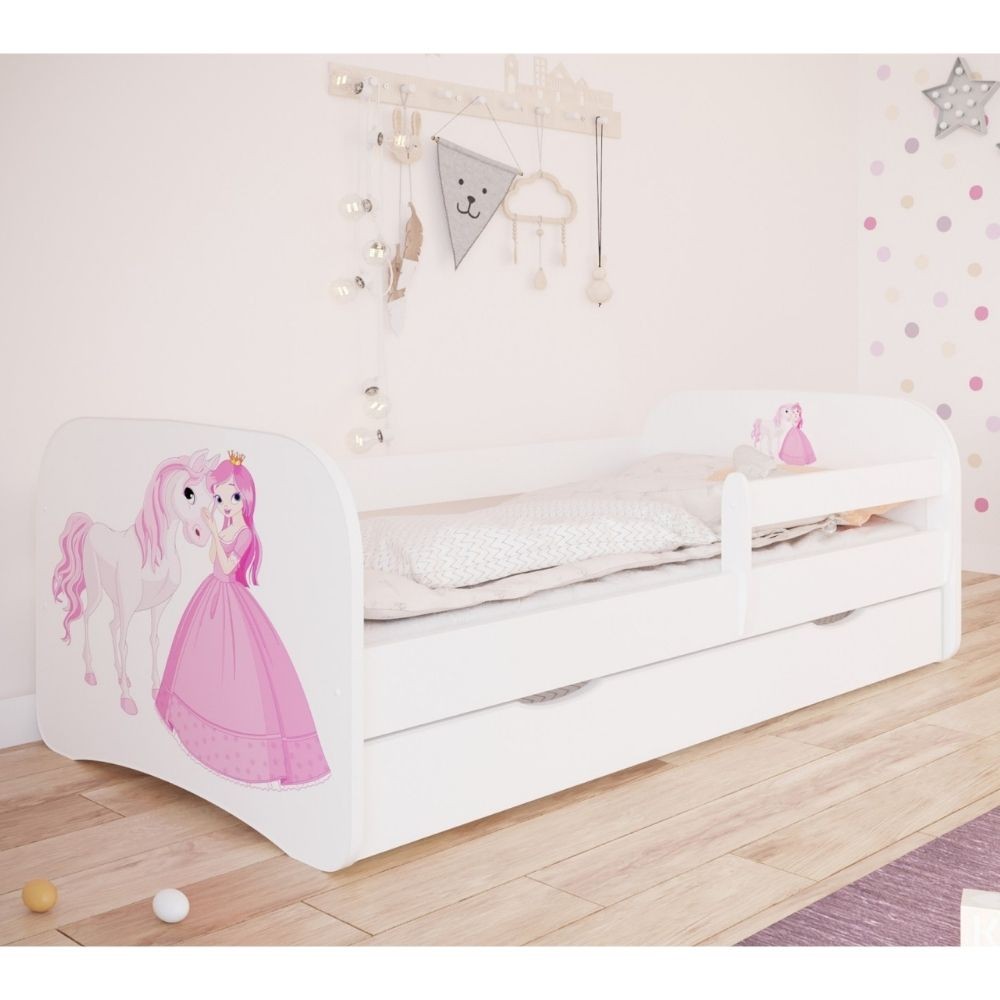 Pat pentru copii, Lemn, 184 x 90 x 61 cm, Alb - eMAG.ro
