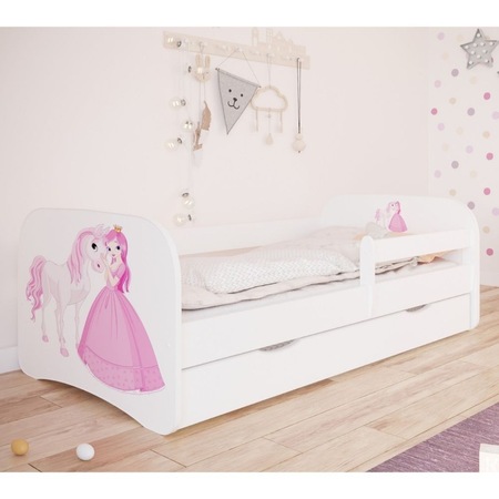 Pat pentru copii, Lemn, 184 x 90 x 61 cm, Alb - eMAG.ro