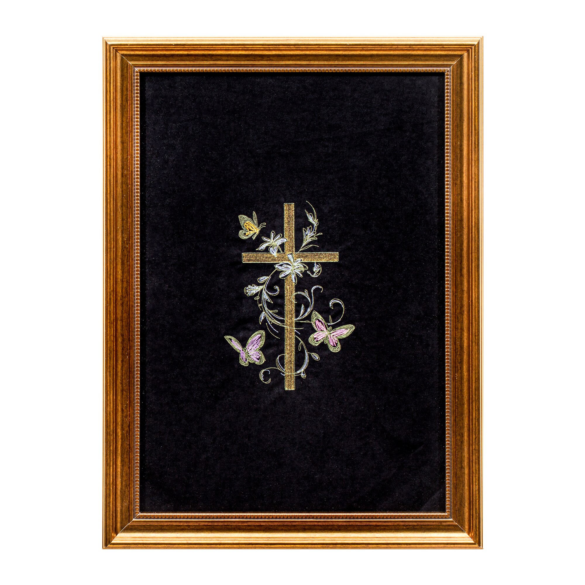 Tablou ''Cruce cu Fluturi", brodat, tema religioasa, 70 x 50 cm - eMAG.ro