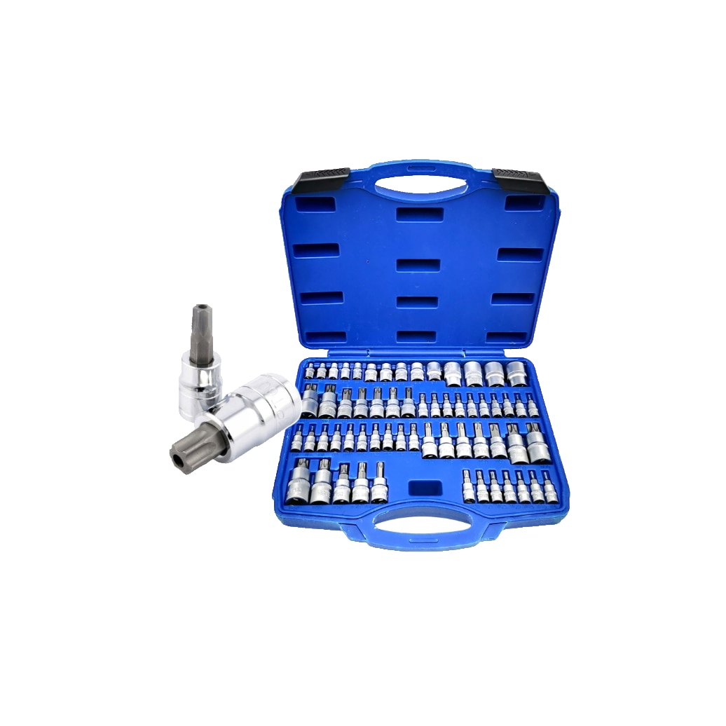 Комплект ключове, накрайници Torx, E-Torx, T, TT, 1/4"3, 60 броя Satra ...