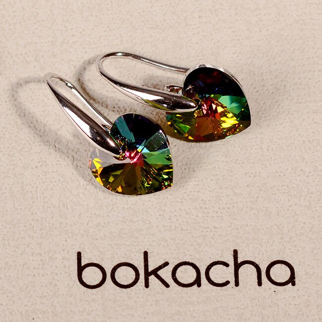 Бижута от Bokacha SWAROVSKI® HEART Vitrail Medium** VM, Зелен цвят ...