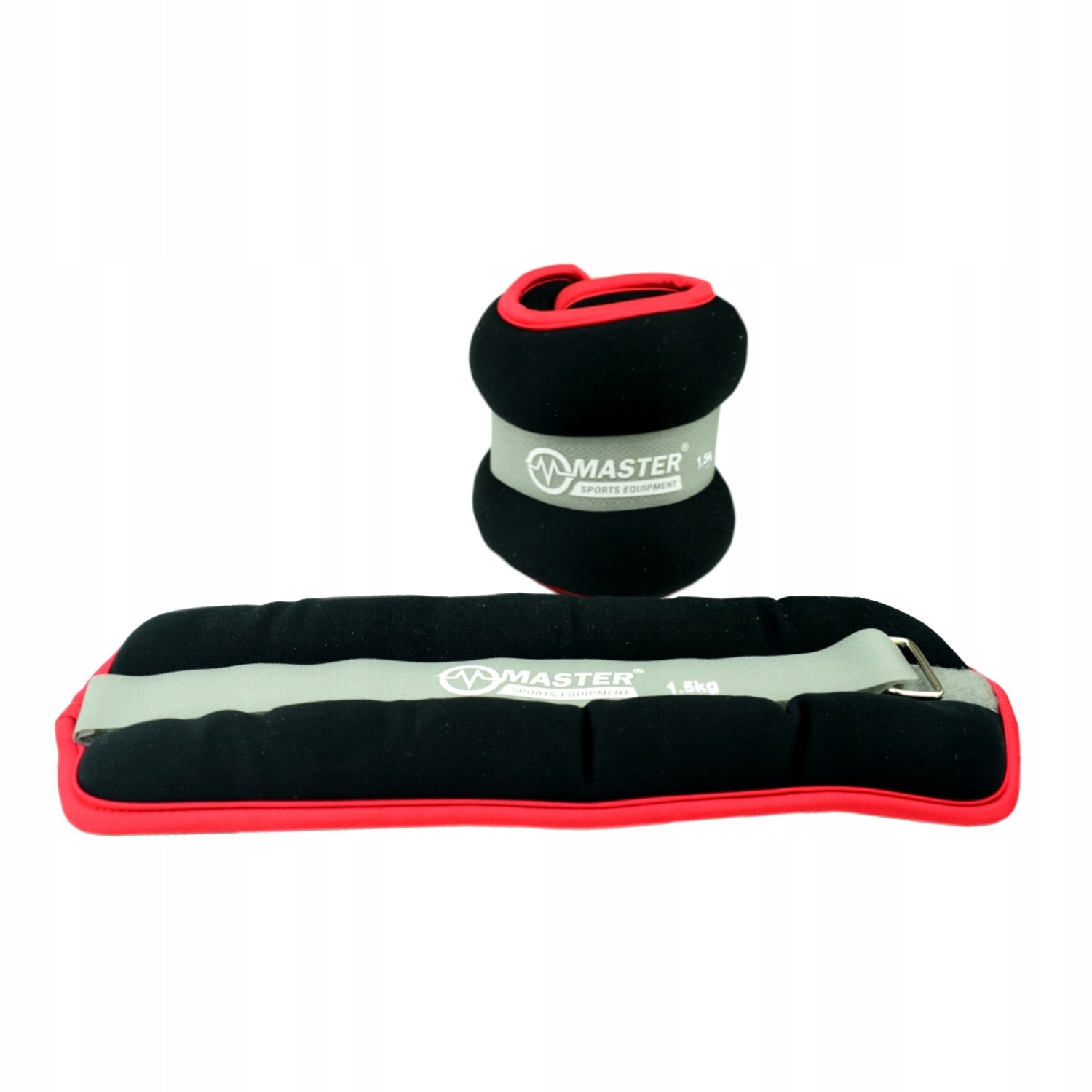 Set 2 Greutati pentru brate si picioare, Master, 0.5 kg, Negru/Rosu ...