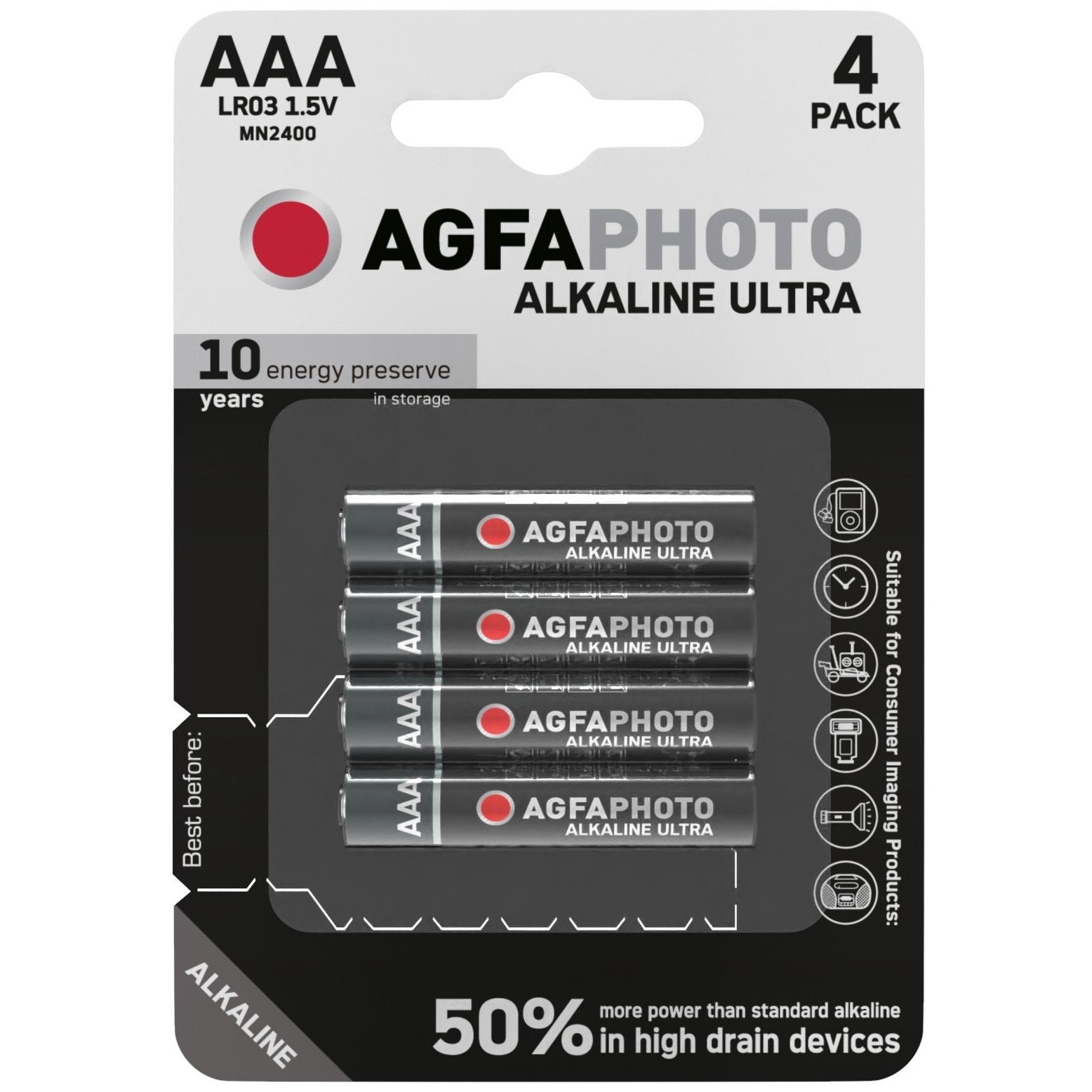 Комплект от 4 алкални батерии AgfaPhoto Ultra AAA R3 1.5V - eMAG.bg