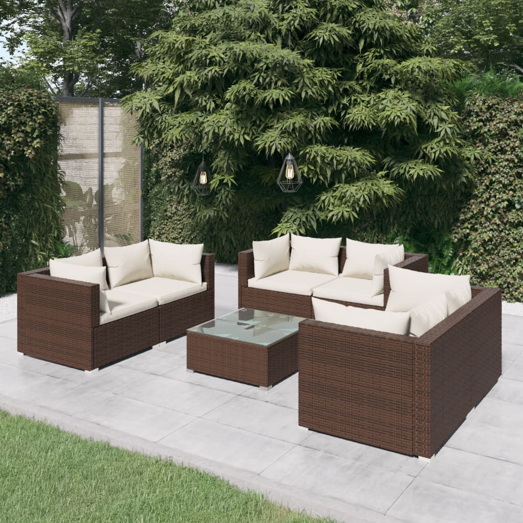 Set mobilier de gradina cu perne, 7 Pcs, Pentru Relaxa Gradina/Terasa ...