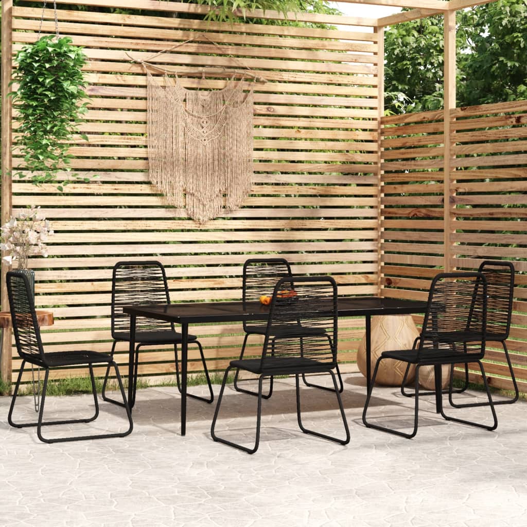 Set mobilier de gradina, 7 piese, negru, Rezistent la intemperii ...