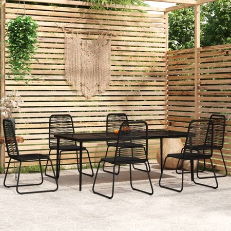 Set mobilier de gradina, 7 piese, negru, Rezistent la intemperii ...