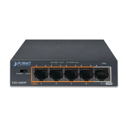 Switch PoE PLANET FSD-504HP 4-Port 10/100Mbps 802.3af/at POE + 1-Port ...