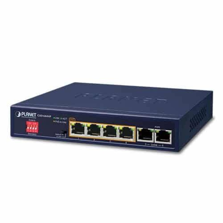 Switch PoE PLANET GSD-604HP 4-Port 10/100/1000T 802.3at POE + 2-Port 10 ...