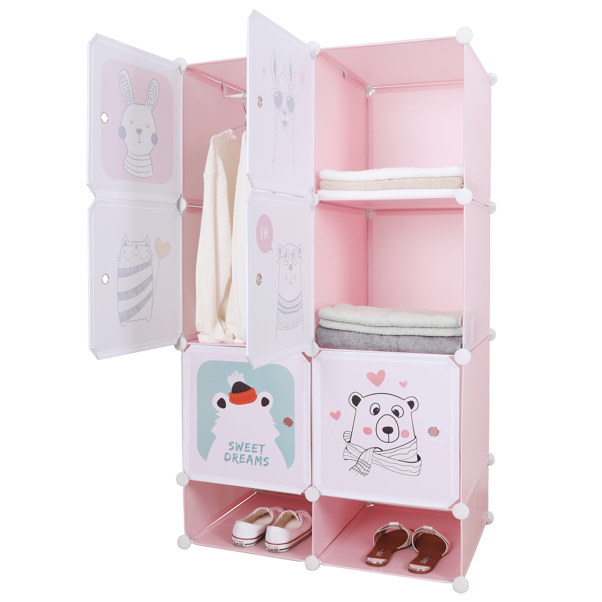 Dulap modular pentru copii roz Norme 75x47x129 cm - eMAG.ro