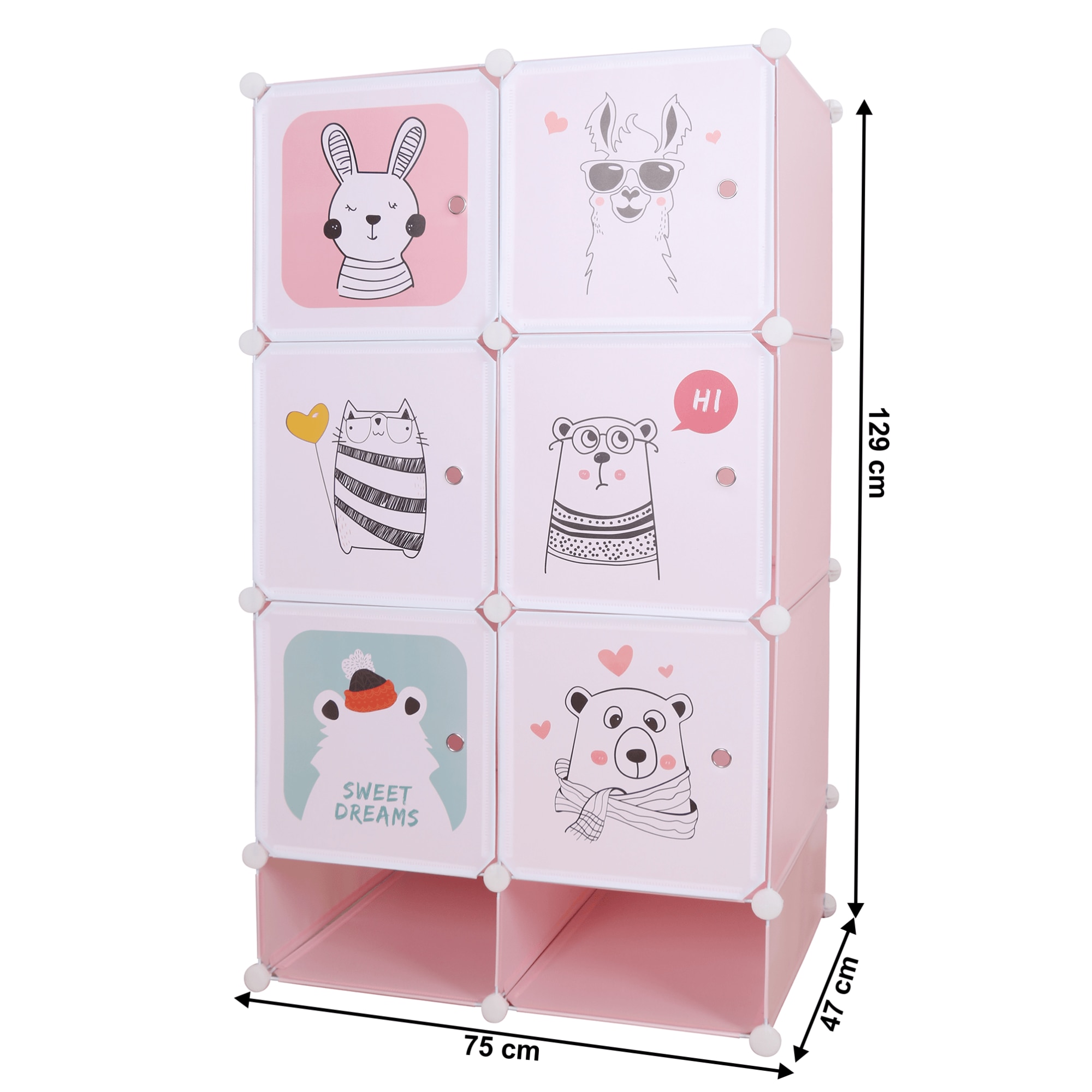 Dulap modular pentru copii roz Norme 75x47x129 cm - eMAG.ro
