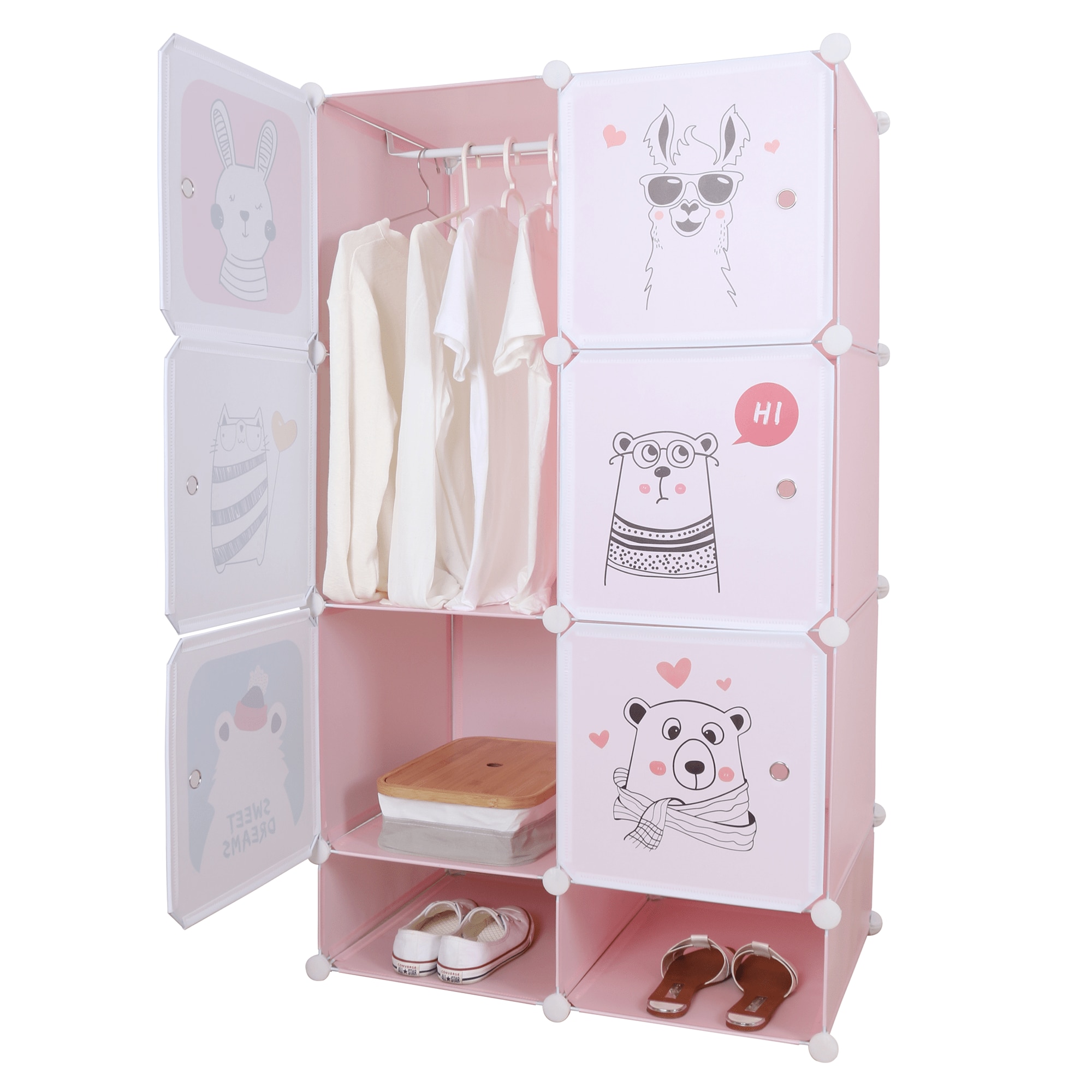 Dulap modular pentru copii roz Norme 75x47x129 cm - eMAG.ro