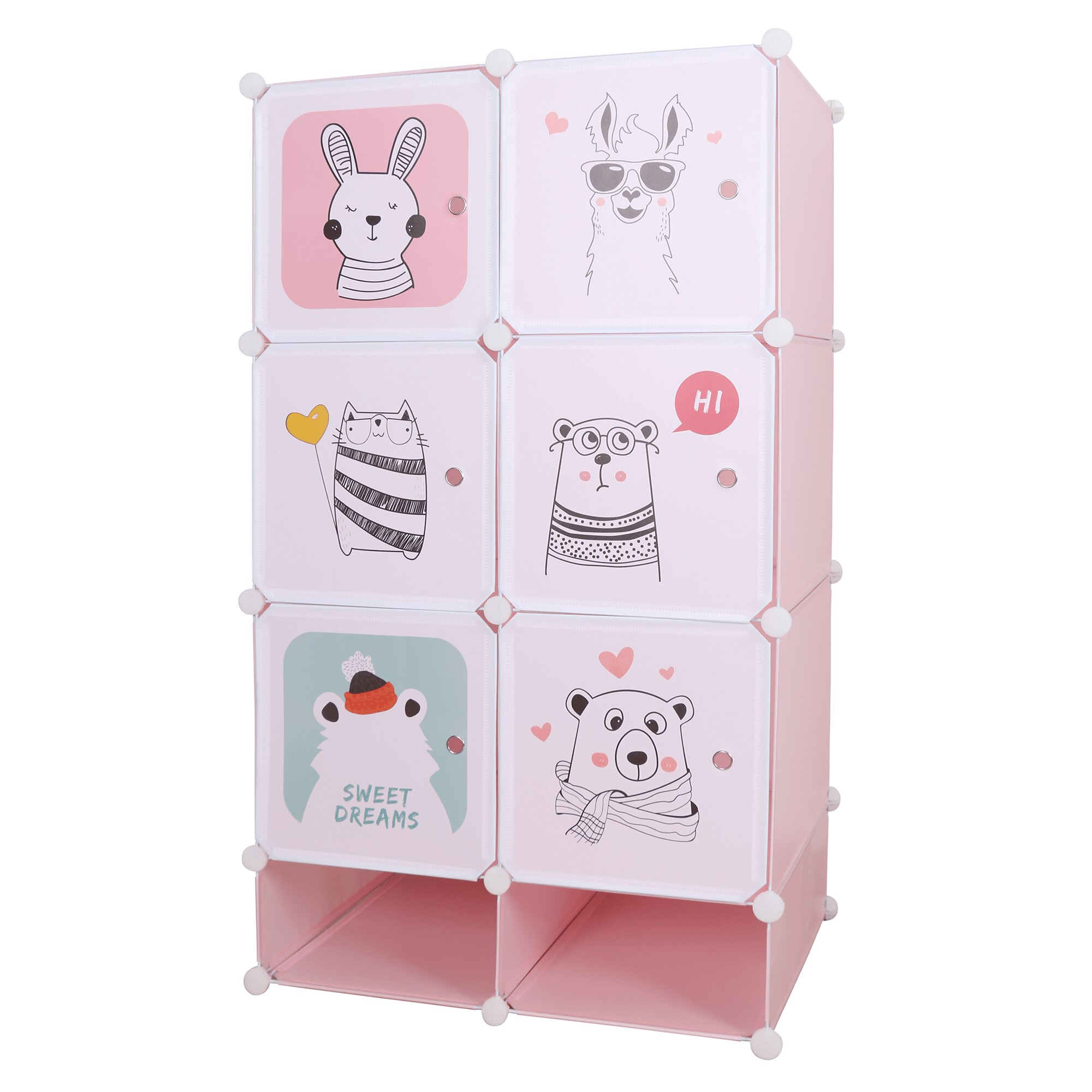 Dulap modular pentru copii roz Norme 75x47x129 cm - eMAG.ro