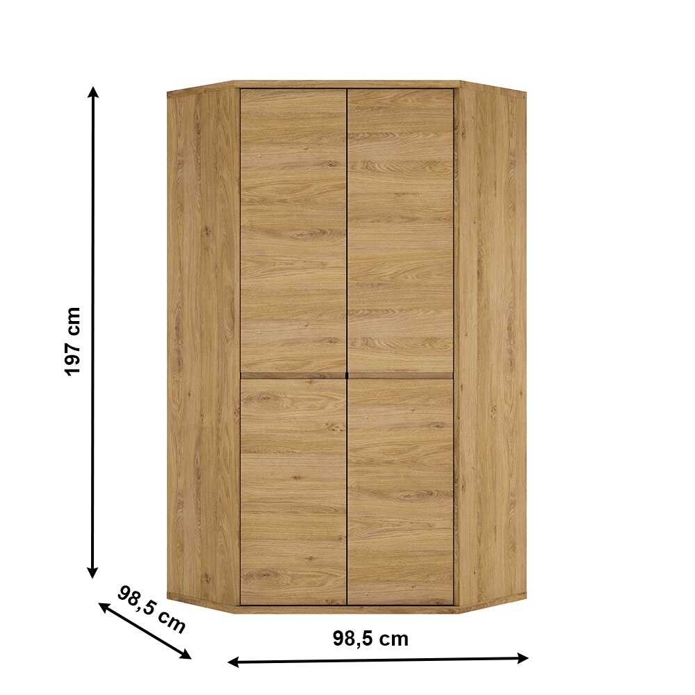 Dulap de colt 2 usi mdf stejar shetland Sheldon 98,5x98,5x197 cm - eMAG.ro