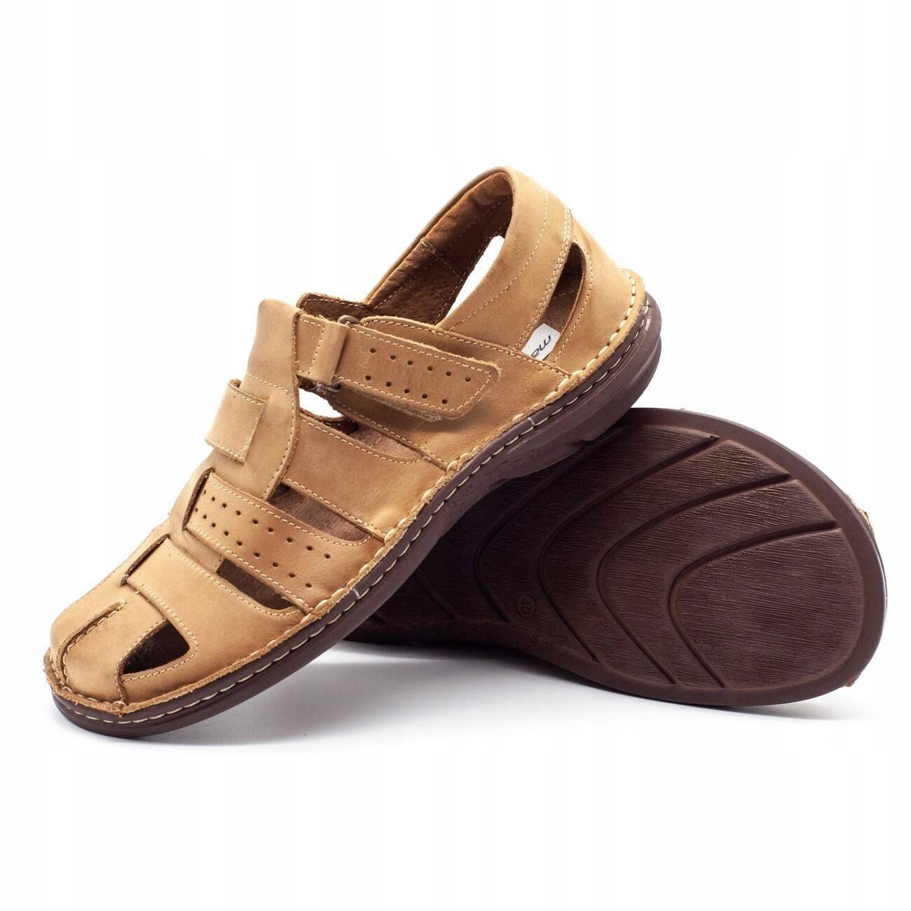 Sandale barbati Olivier, Piele naturala, Bej, 43 - eMAG.ro