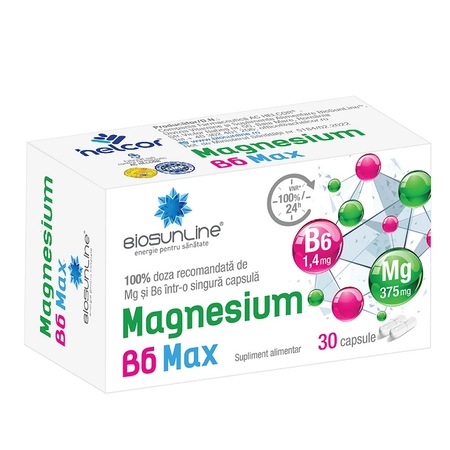 Magnesium B6 Max, 30 capsule, BioSunLine - eMAG.ro