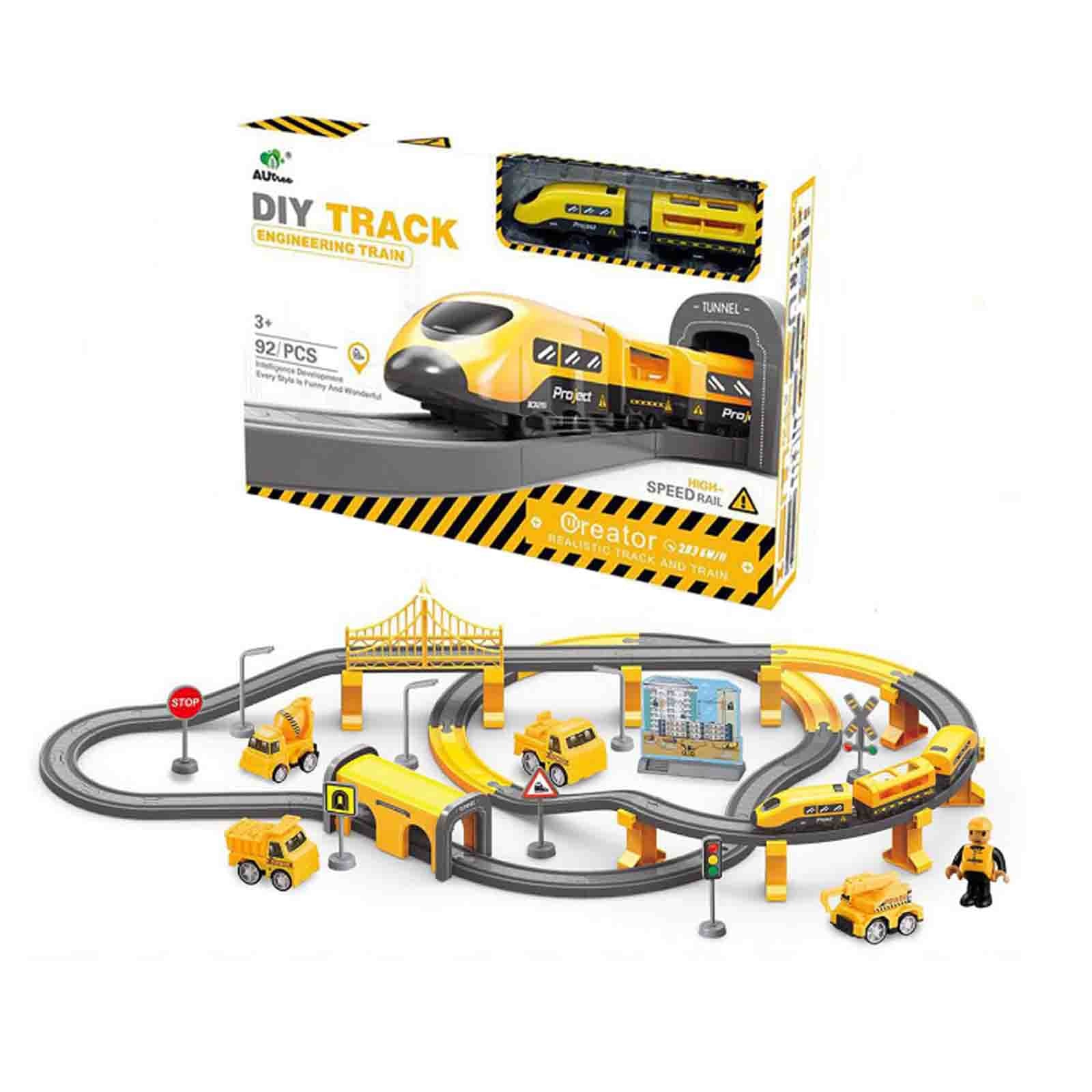 Trenulet Electric, cu masinute si accesorii, Circuit 92 piese ...